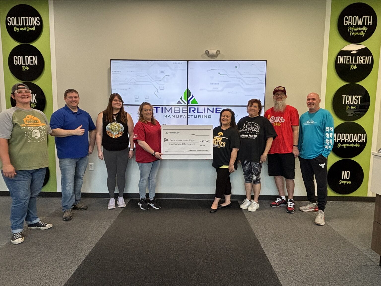 Timberline Manufacturing Donates $437.00 to the Eastern Iowa Honor Flight